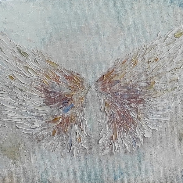 Textured Angel Wings Painting - Etsy