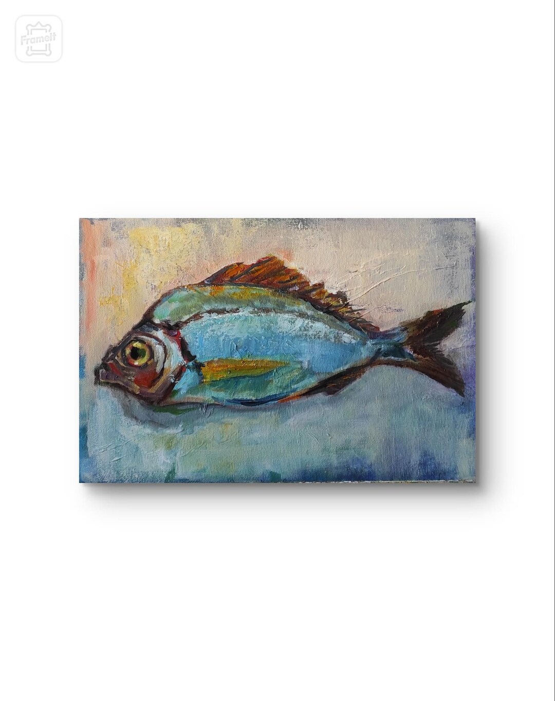 Fish Oil Painting Fish Impasto Artwork Original Oil Painting Kitchen ...