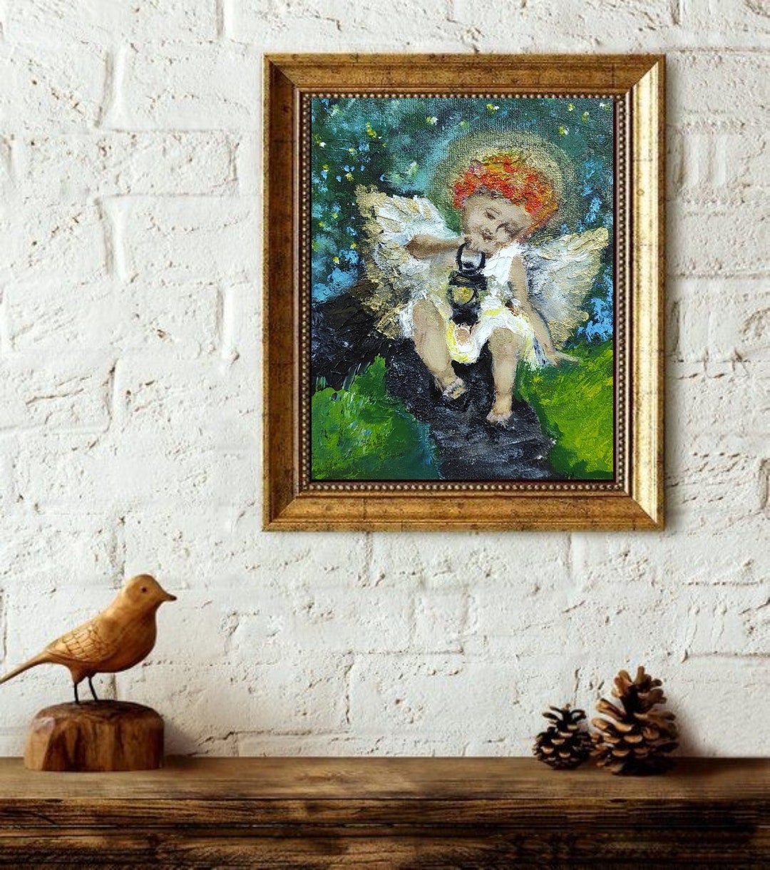 Red Haired Angel Original Oil Painting Impasto Painting Small Oil ...