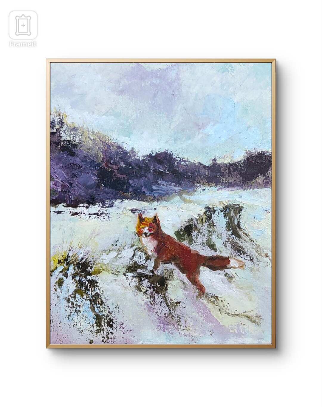 Fox Oil Painting Original Art Impasto Oil Painting on Canvas Animal ...