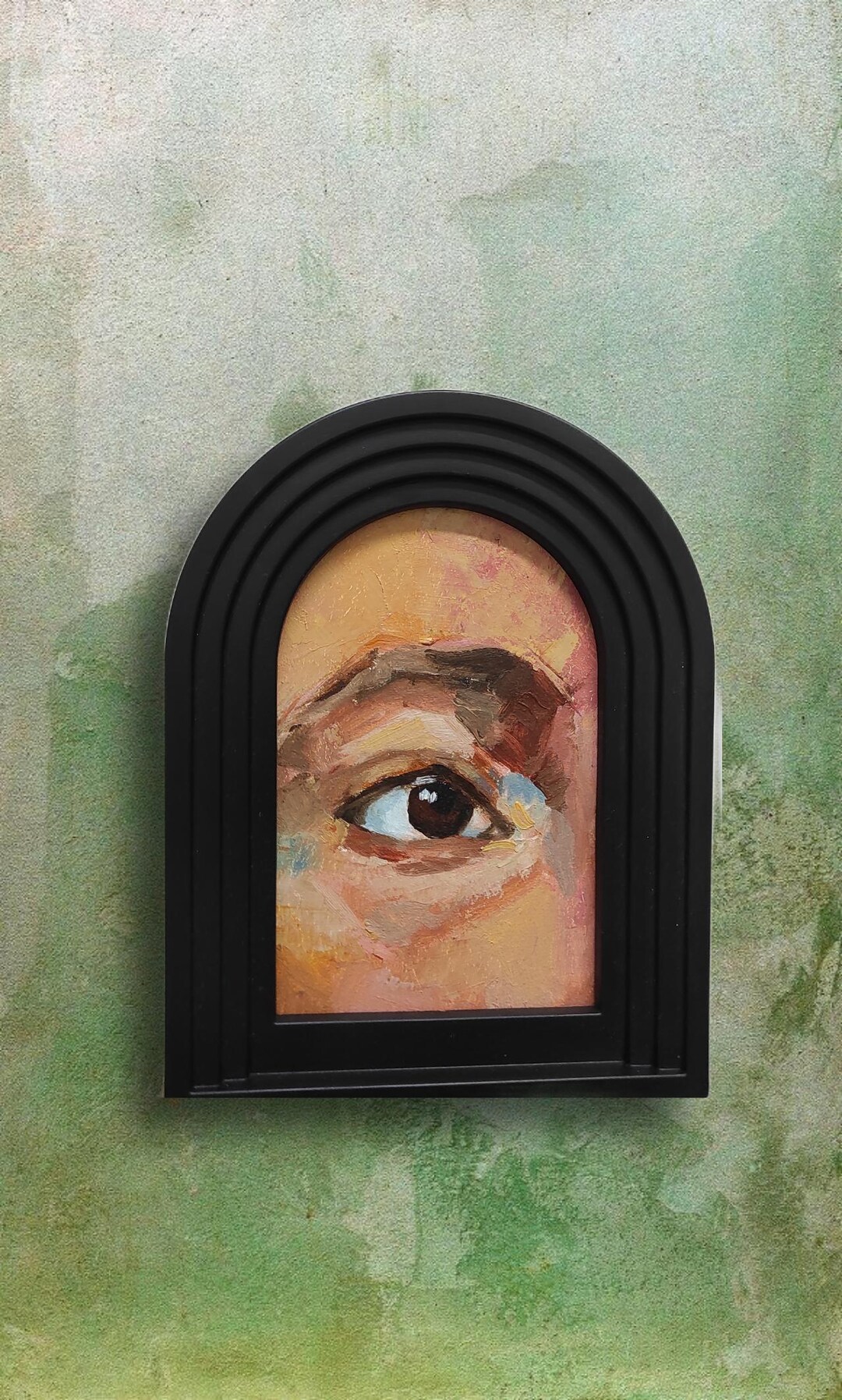 Eyeball Oil Painting Portrait Mini Original Art Oval Framed Wall Art - Etsy