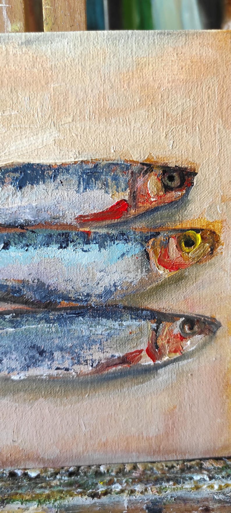 Sardines Painting Sardines Original Art Impasto Painting Semi Abstract ...