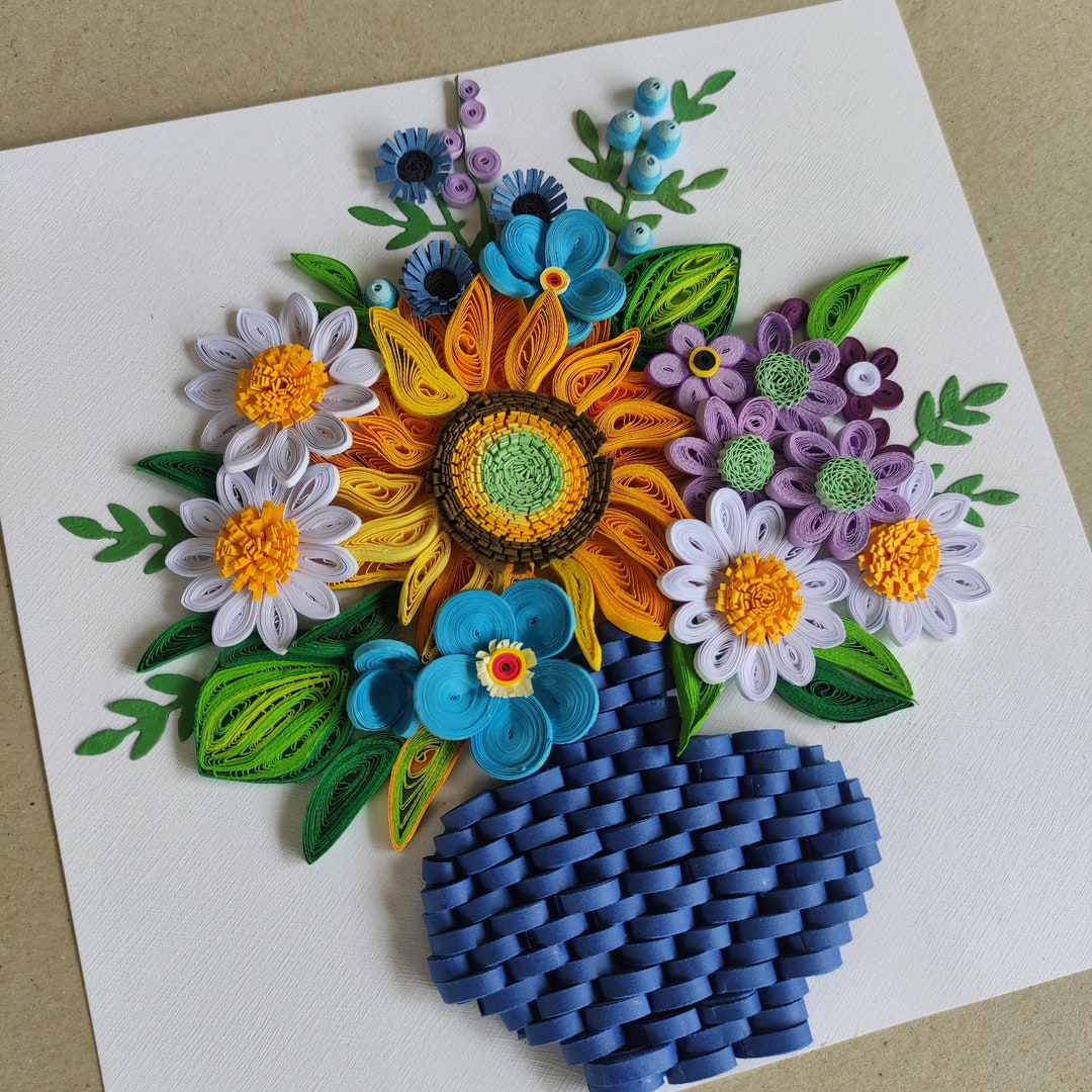 Paper Quilling Sunflower Wall Art /unframed /quilling Wall Hanging ...