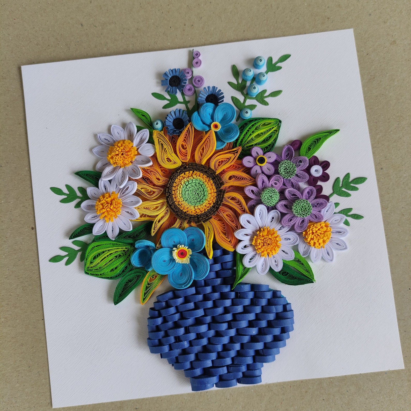 Paper Quilling Sunflower Wall Art /unframed /quilling Wall Hanging ...
