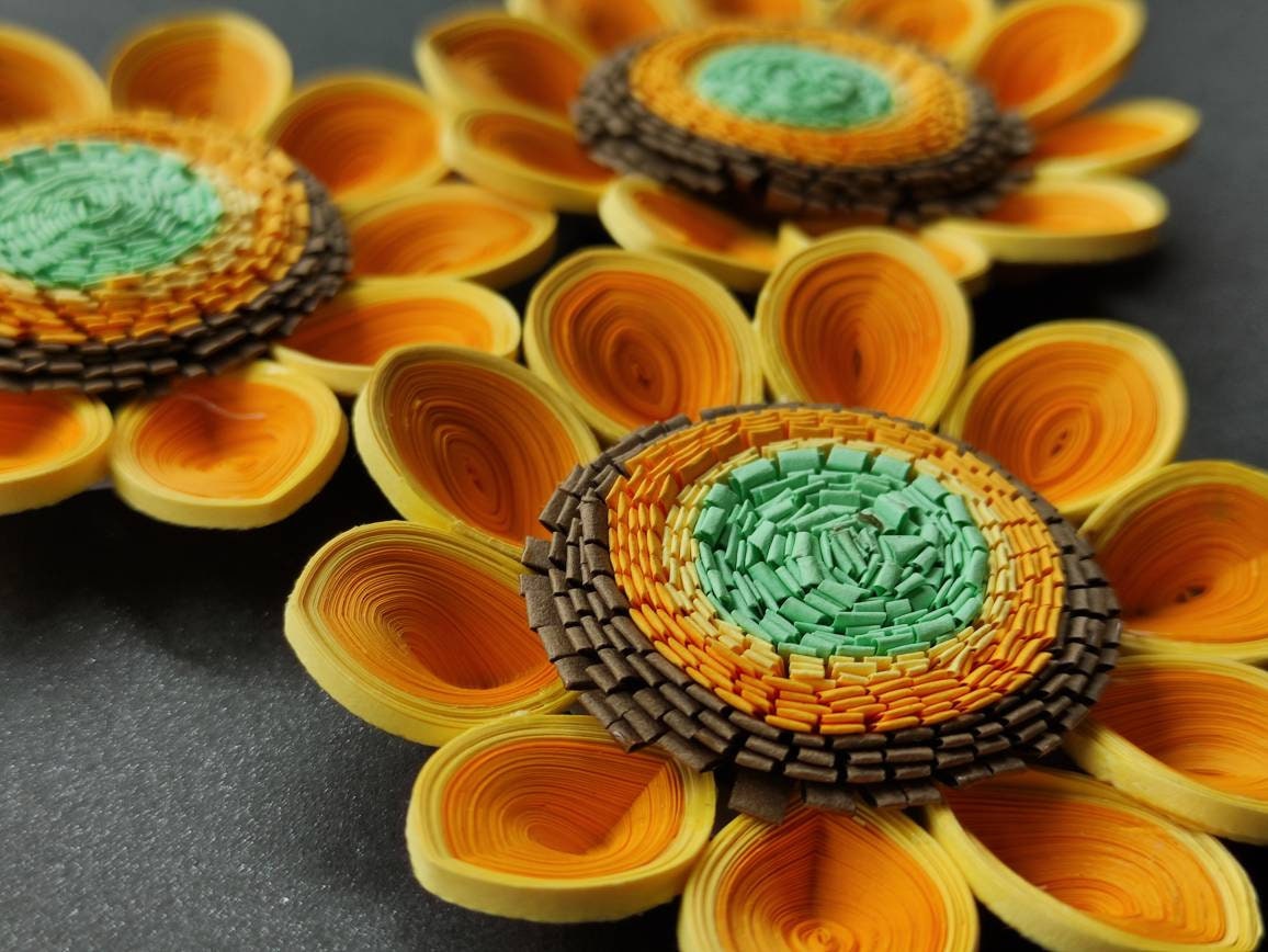 Quilling Sunflowers Pack/10/15 PCS Quilling Flowers /handmade Quilled ...