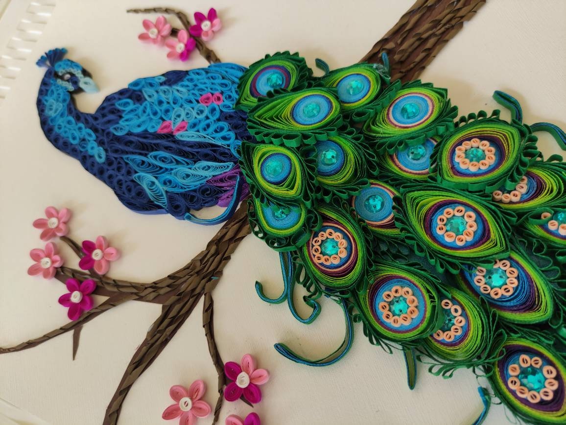 Peacock Quilling Wall Art Unframed Quilling Wall Hangingquilling Wall Art3d Quilling Wall