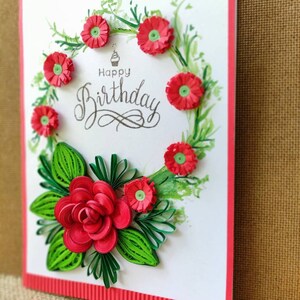 Red Rose Quilled Card/paper Flowers Cards/card for Him Her/paper ...