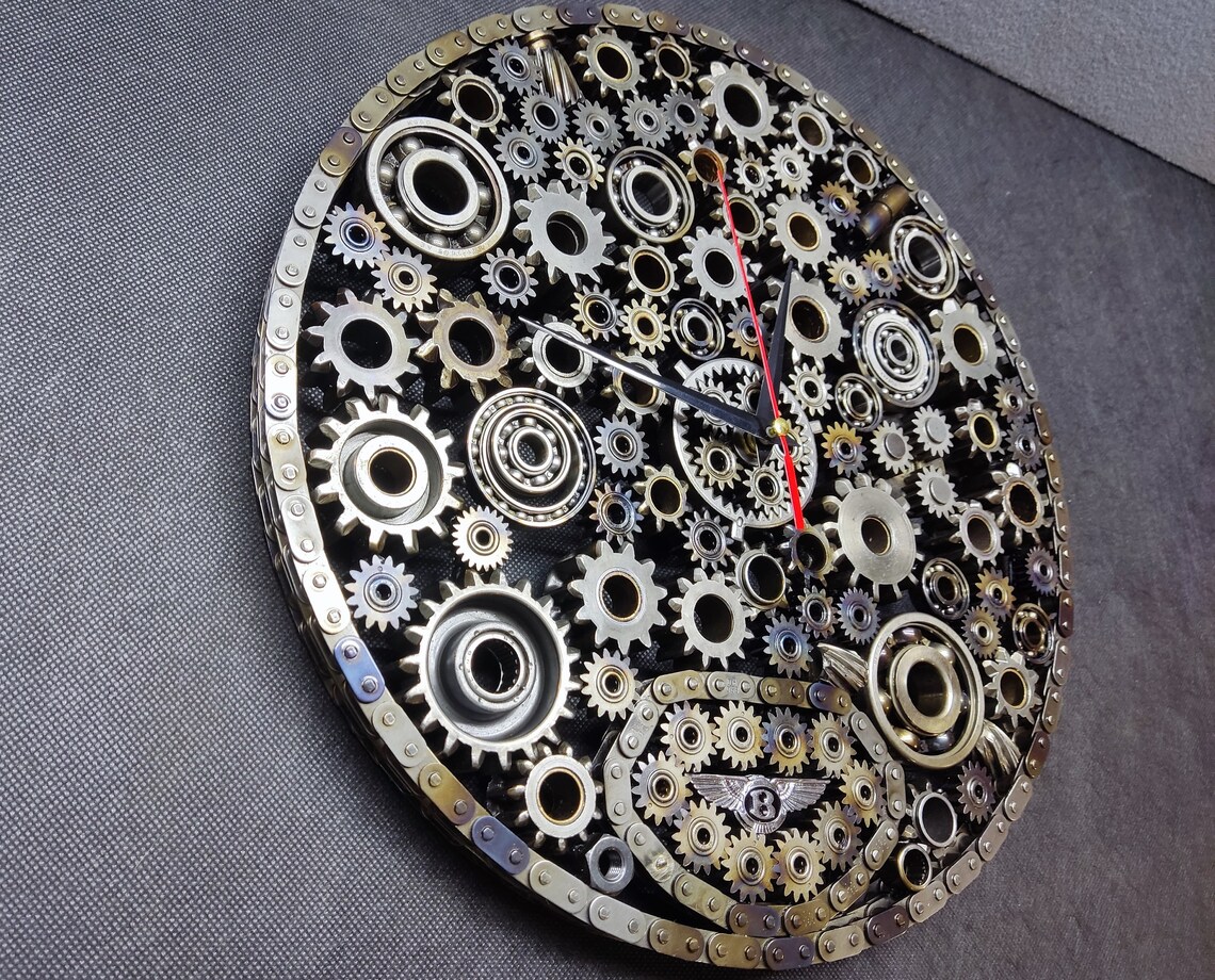 Bentley Theme Automotive Art Handmade Emblem Wall Clock From Gears and ...