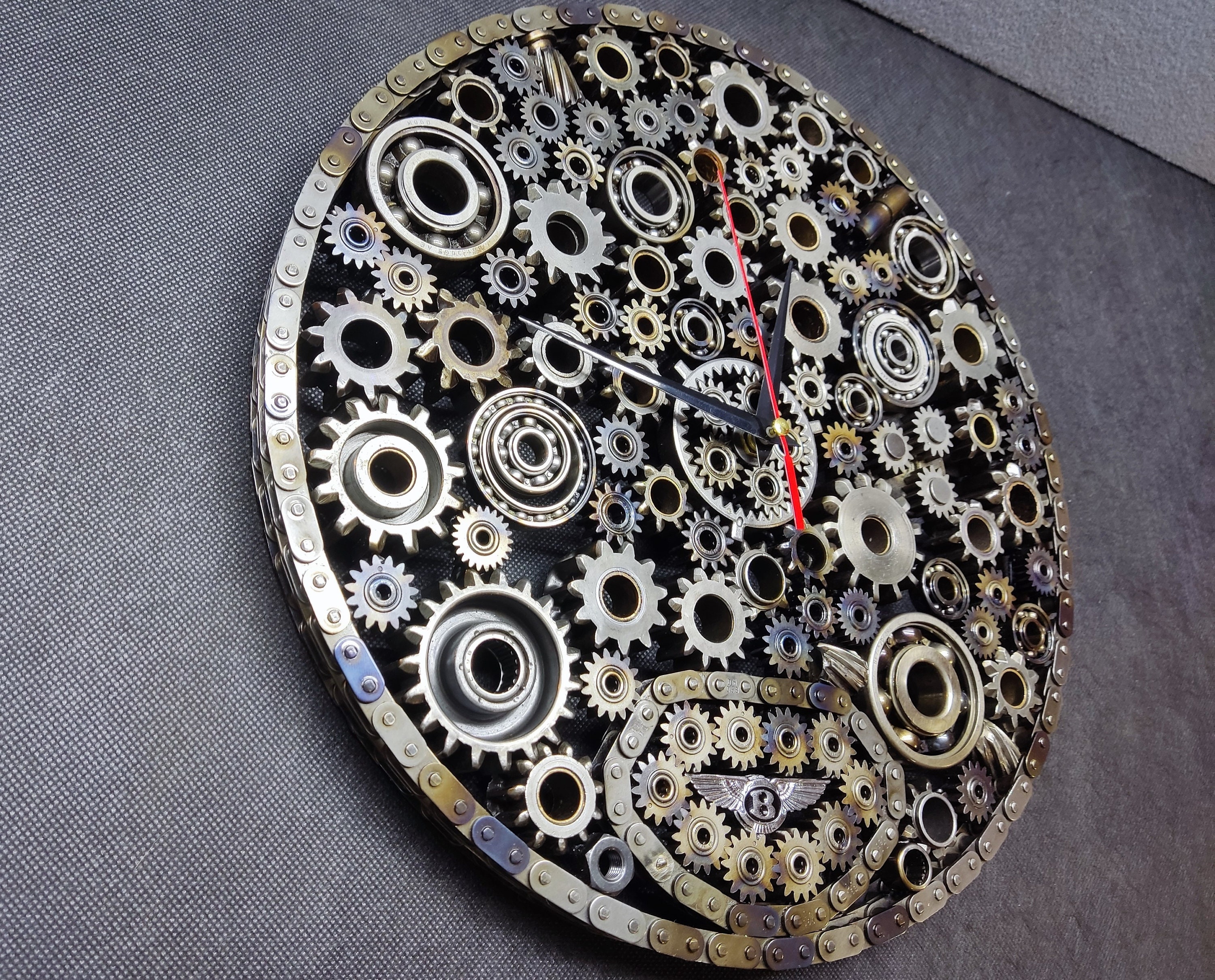 Bentley Theme Automotive Art Handmade Emblem Wall Clock From Gears and ...