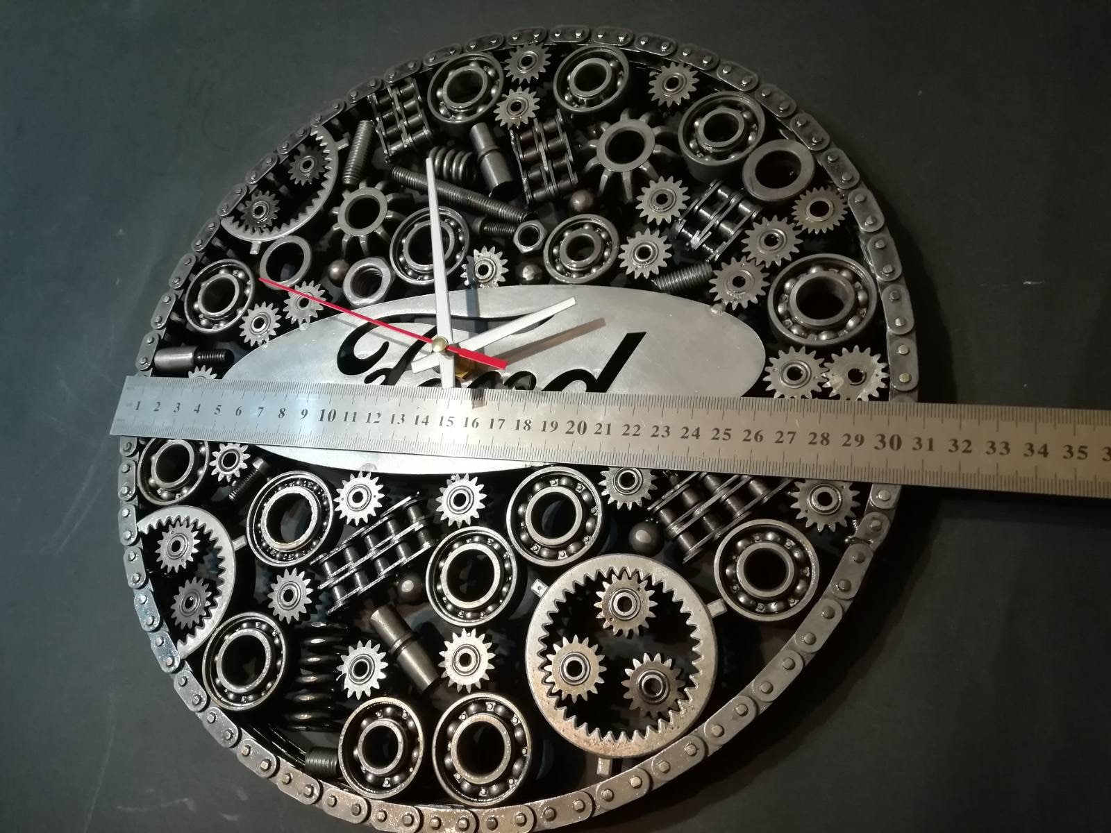 Ford Theme Wall Clock Automotive Art Starter Gears and Chain Auto Decor ...