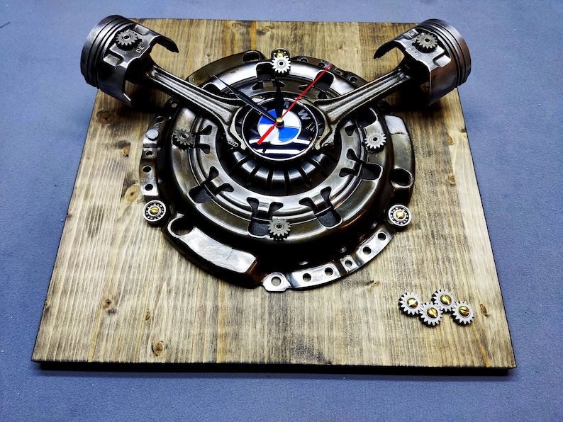 BMW Theme Wall Clock Automotive Art Pressure Plate Piston Auto Decor ...