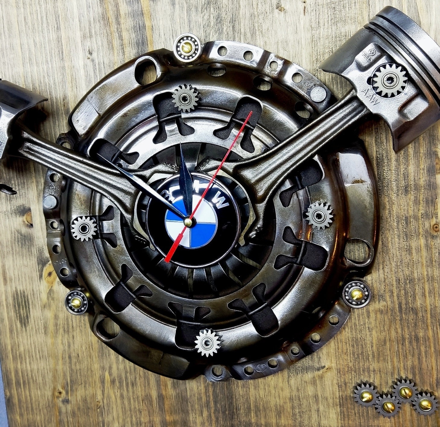 BMW Theme Wall Clock Automotive Art Pressure Plate Piston Auto Decor ...