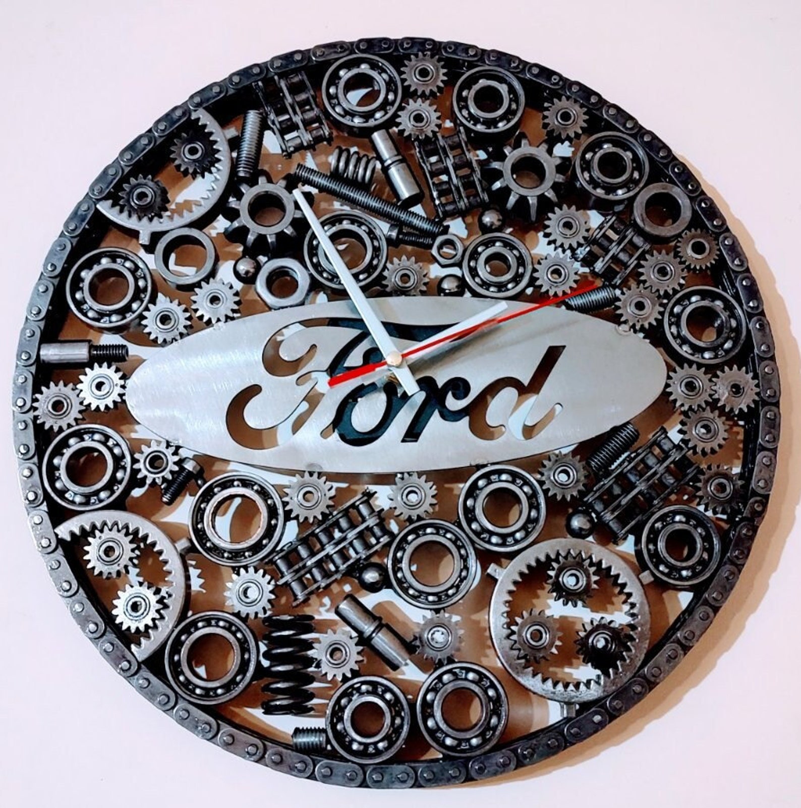 Ford Theme Wall Clock Automotive Art Starter Gears and Chain Auto Decor ...