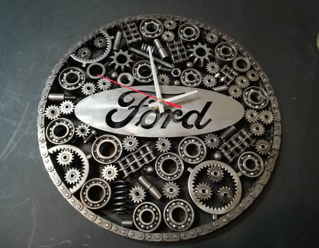Ford Theme Wall Clock Automotive Art Starter Gears and Chain Auto Decor ...