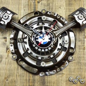 BMW Theme Wall Clock Automotive Art Pressure Plate Piston Auto Decor ...