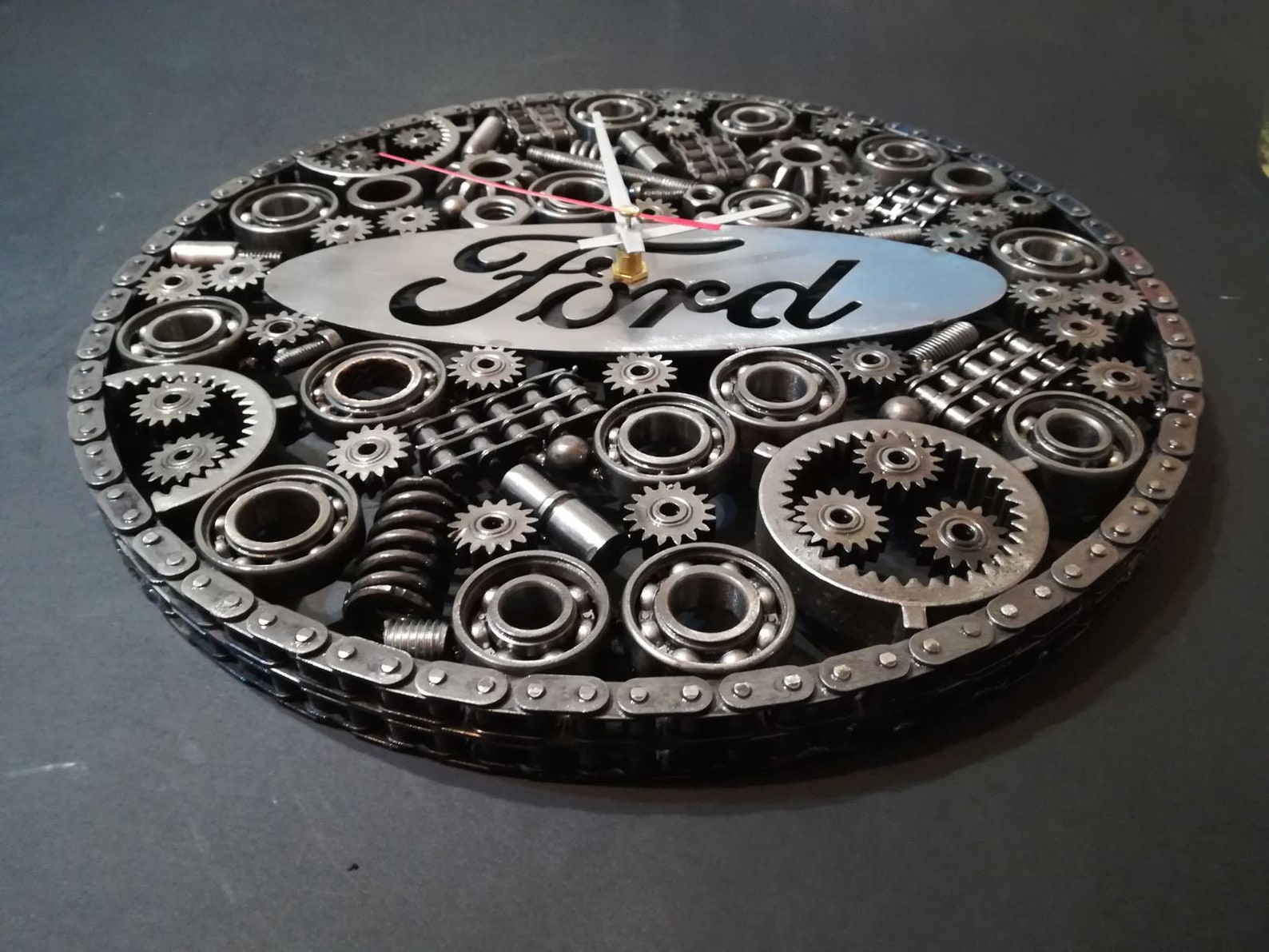 Ford Theme Wall Clock Automotive Art Starter Gears and Chain Auto Decor ...