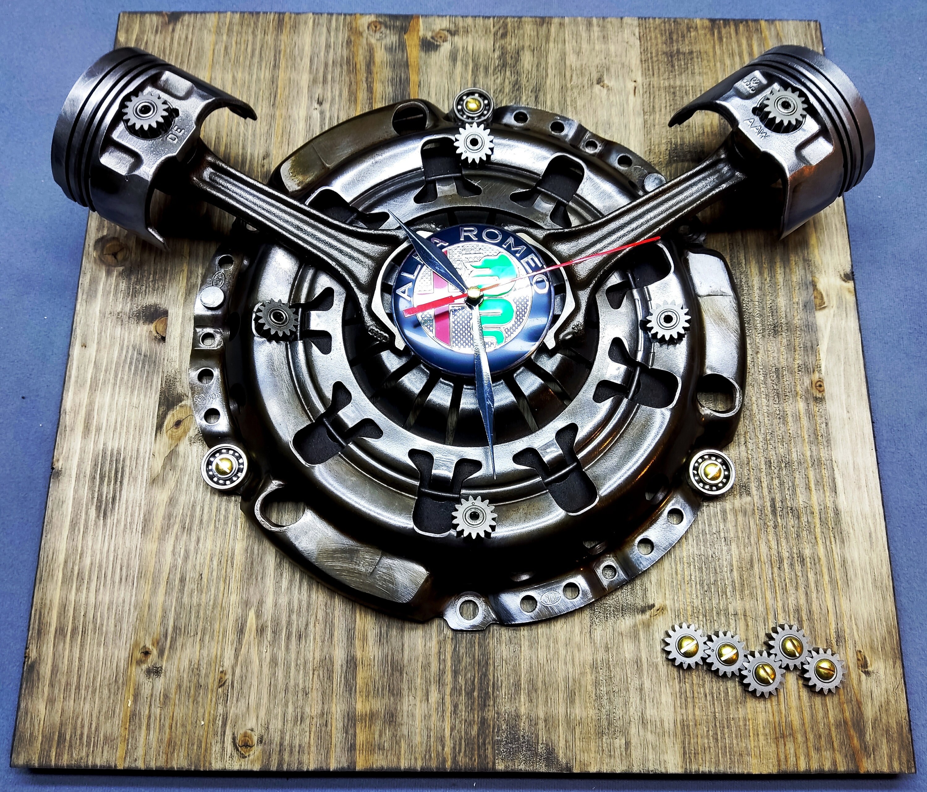 Alfa Romeo Theme Wall Clock Automotive Art Pressure Plate Piston Auto ...