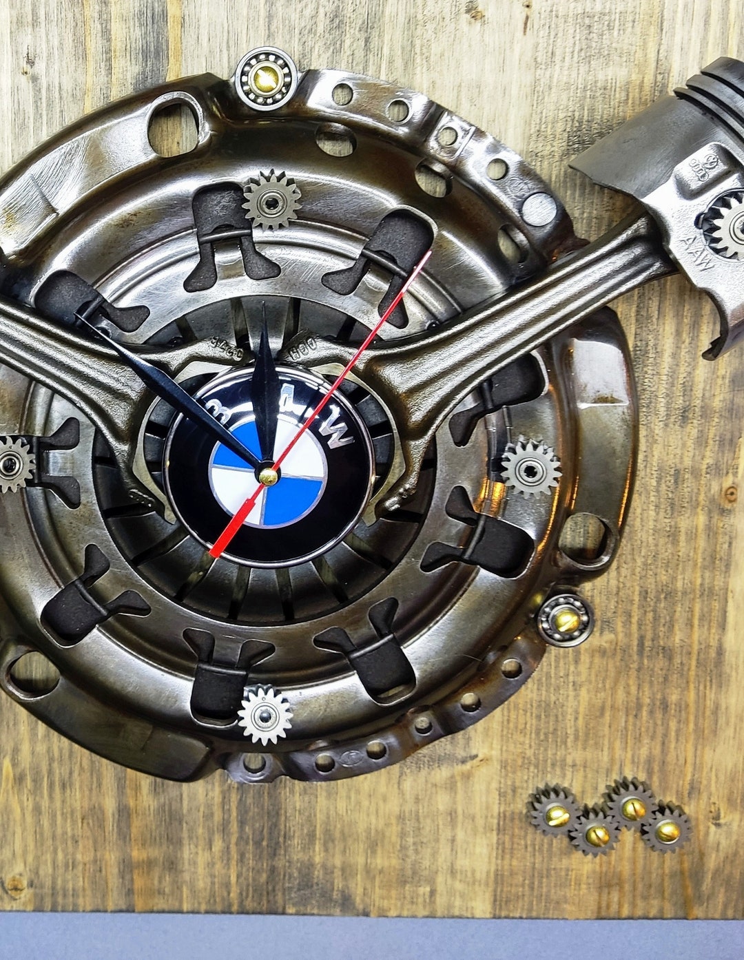 BMW Theme Wall Clock Automotive Art Pressure Plate Piston Auto Decor ...