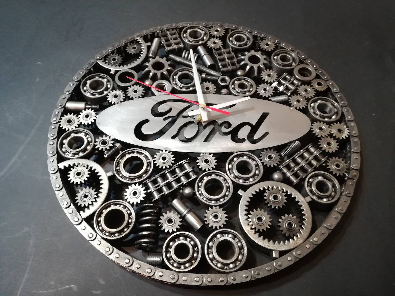 Ford Theme Wall Clock Automotive Art Starter Gears and Chain Auto Decor ...