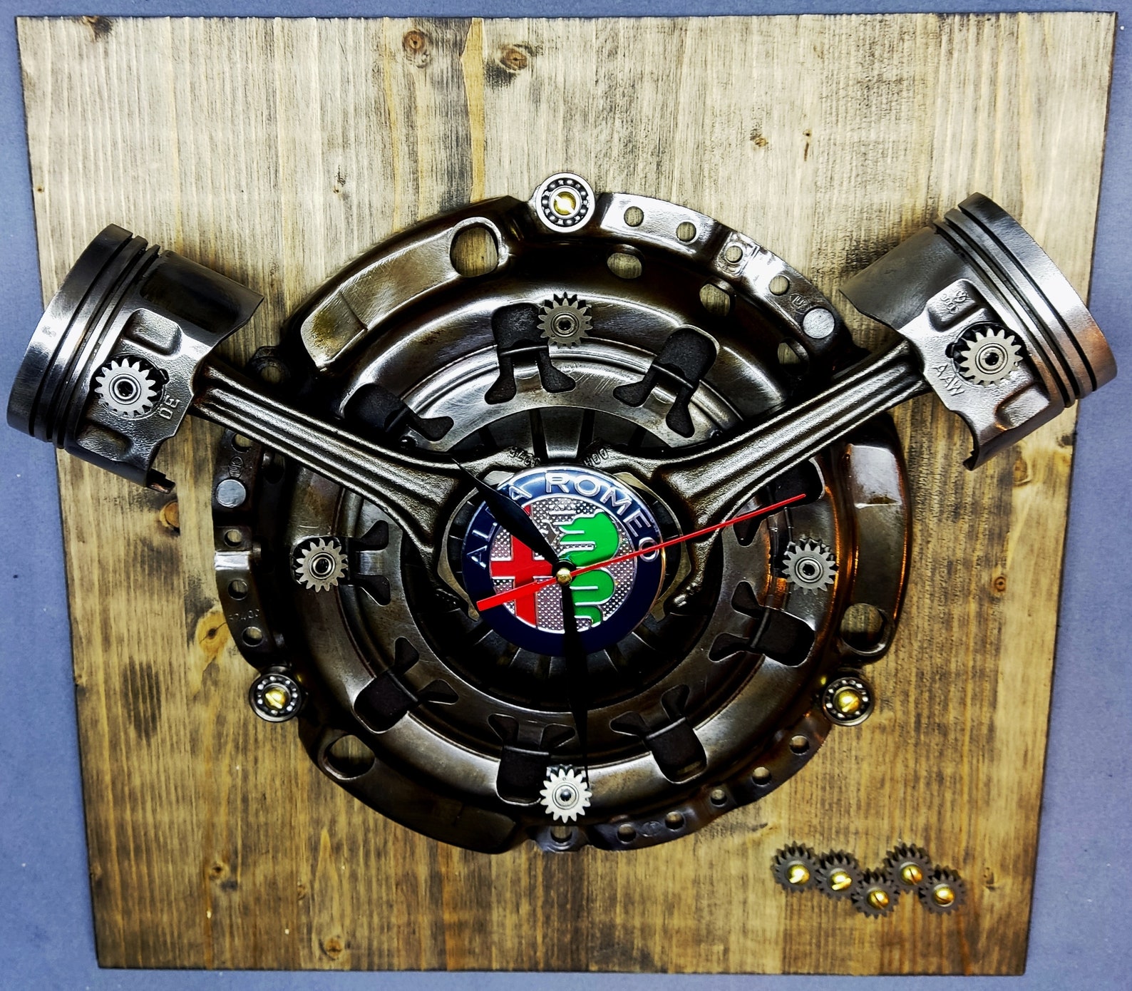 Alfa Romeo Theme Wall Clock Automotive Art Pressure Plate Piston Auto ...