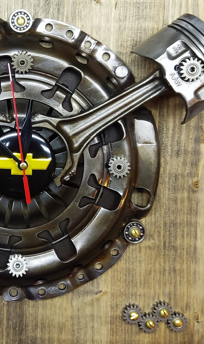 Chevrolet Chevy Emblem Wall Clock Automotive Art Pressure Plate Auto ...