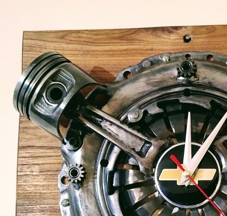 Chevrolet Chevy Emblem Wall Clock Automotive Art Pressure Plate Auto ...