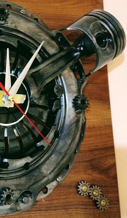 Chevrolet Chevy Emblem Wall Clock Automotive Art Pressure Plate Auto ...