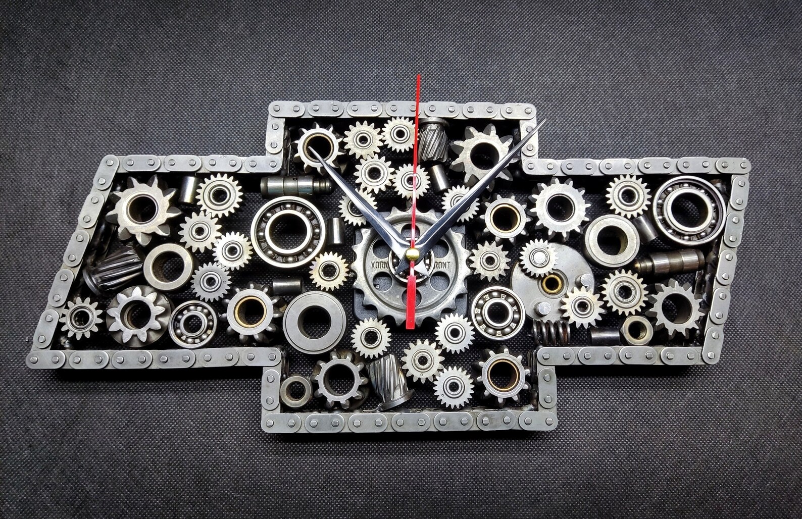 Automotive Art Handmade Chevrolet GM Chevy Emblem Wall Clock From Gears ...