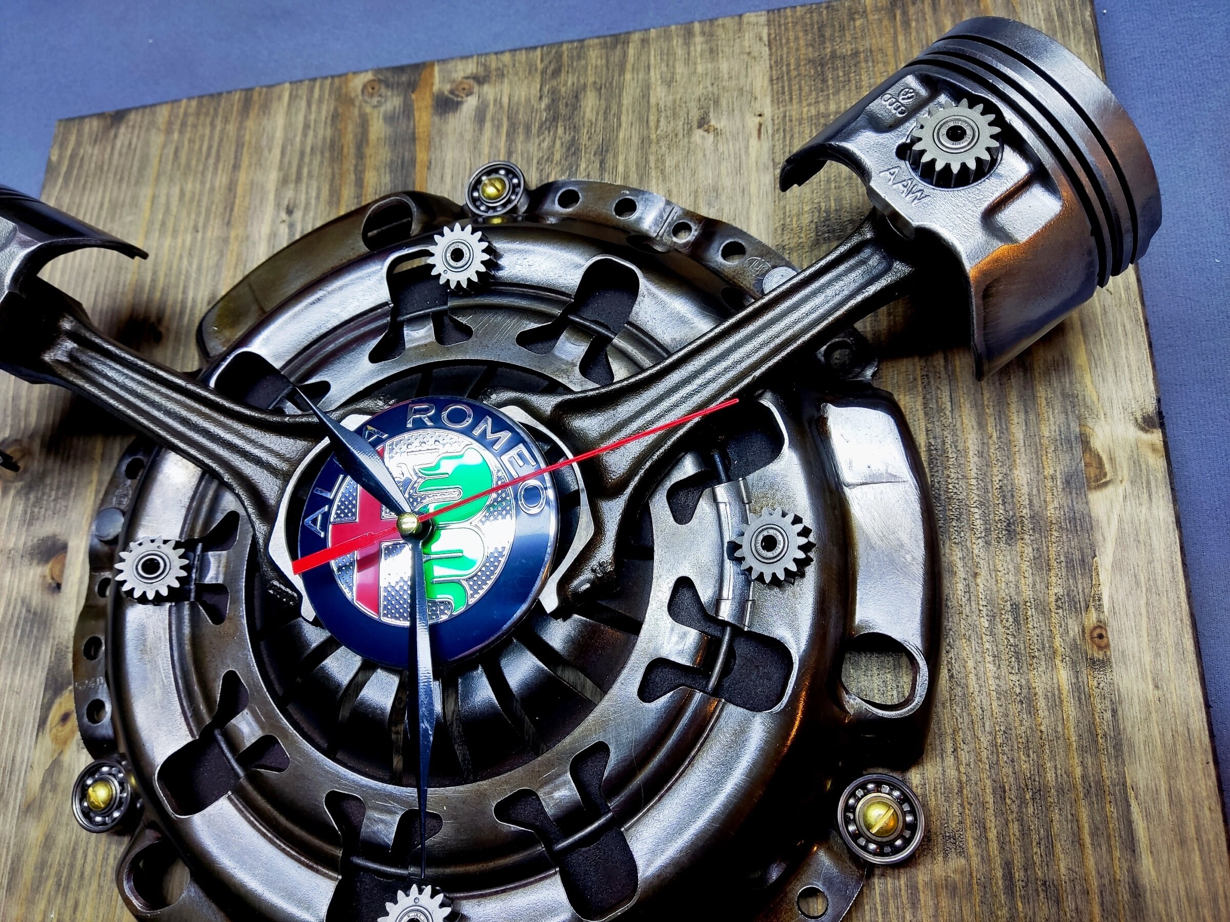 Alfa Romeo Theme Wall Clock Automotive Art Pressure Plate Piston Auto ...