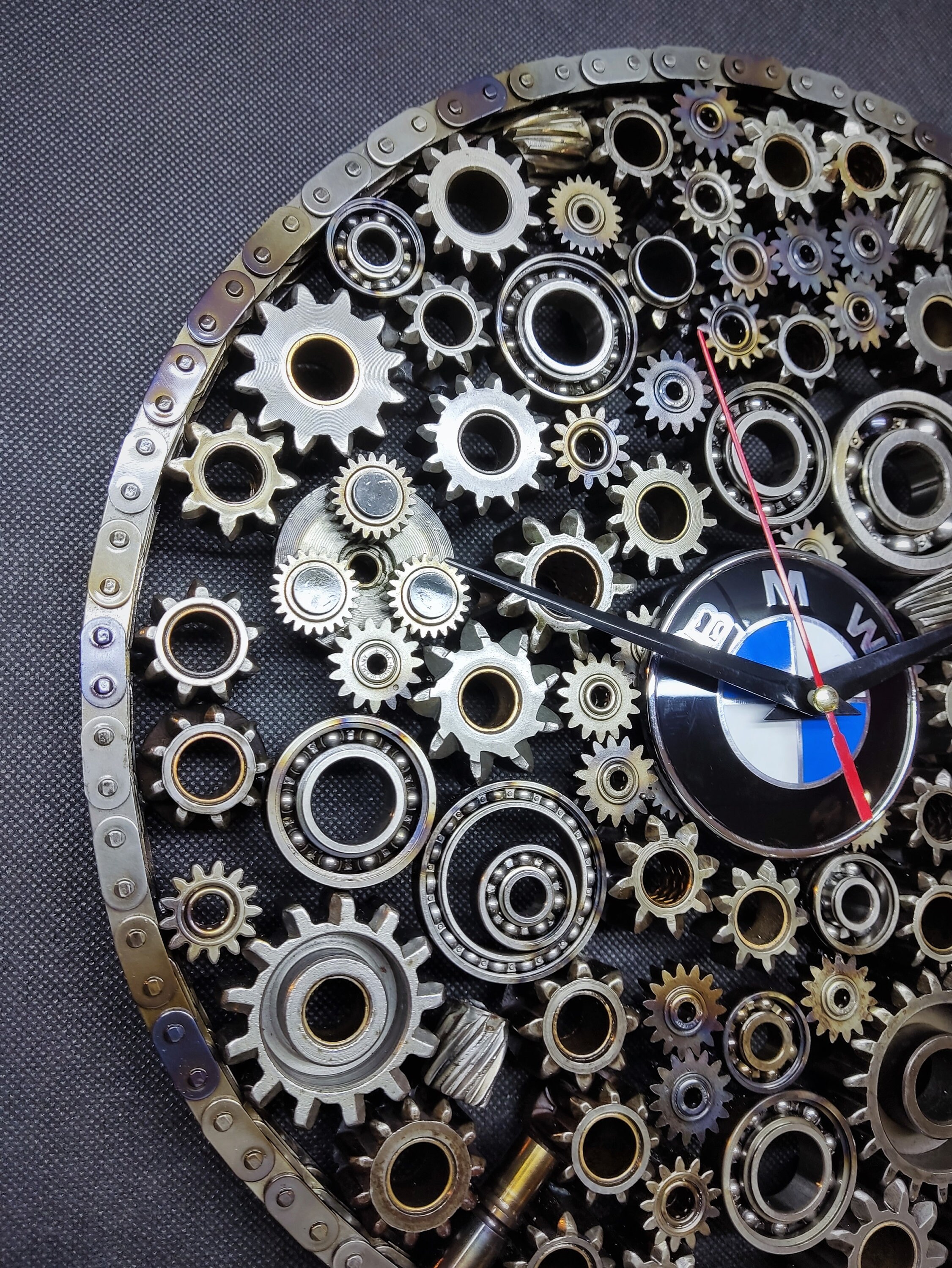 BMW Theme Automotive Art Handmade Emblem Wall Clock From Gears and ...