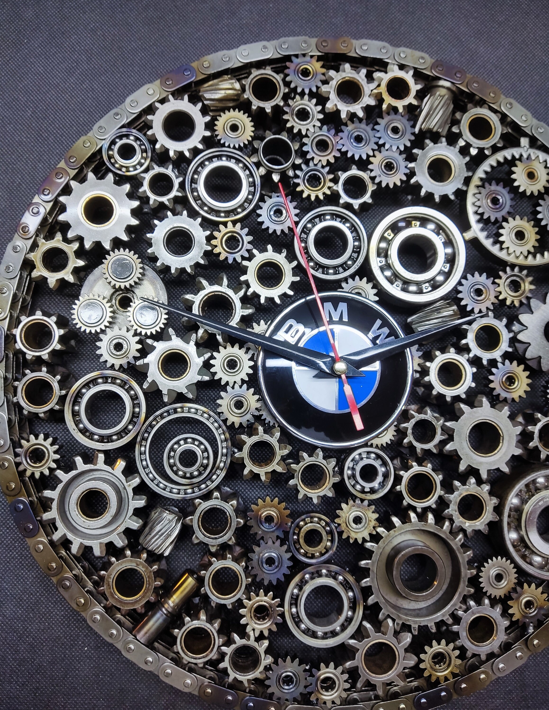 BMW Theme Automotive Art Handmade Emblem Wall Clock From Gears and ...