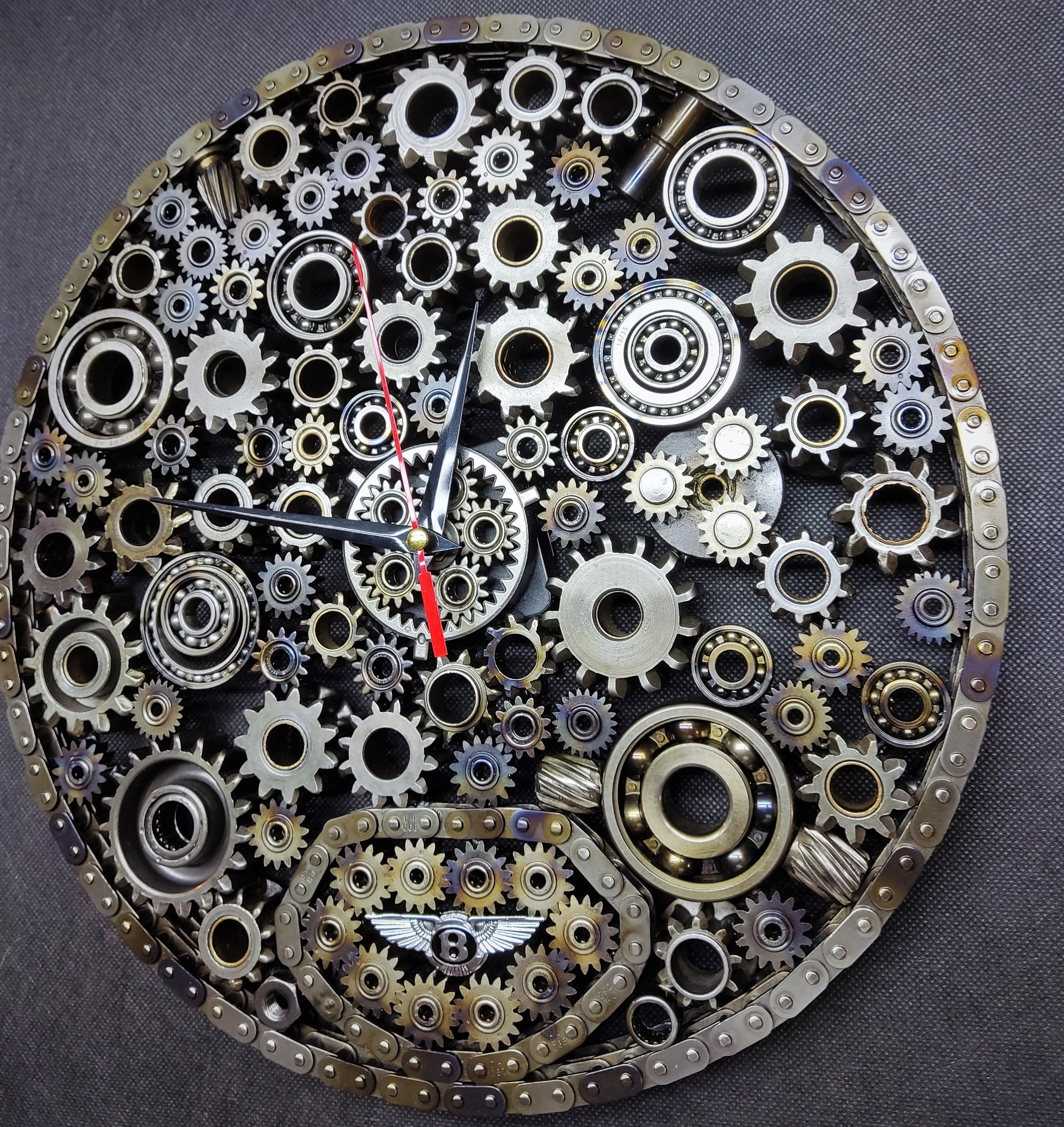 Bentley Theme Automotive Art Handmade Emblem Wall Clock From Gears and ...