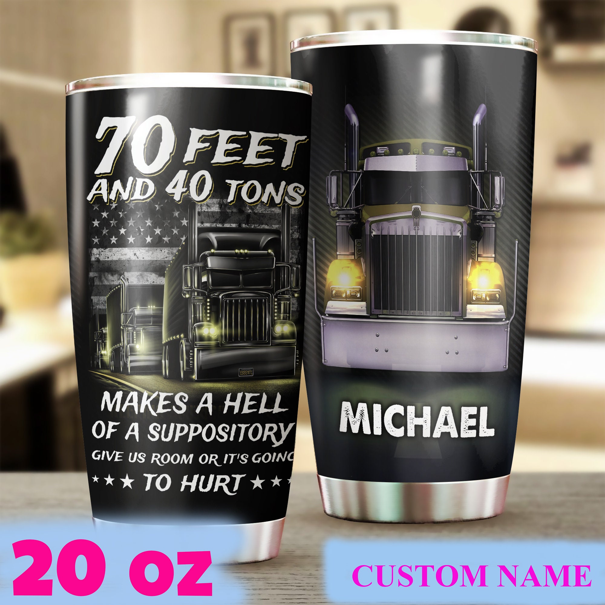 Personalized Trucker Feet And Tons Tumbler Custom Truck Tumbler Truck Driver Ts Christmas