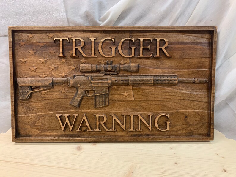 American Flag, AR Rifle, Trigger Warning. - Etsy