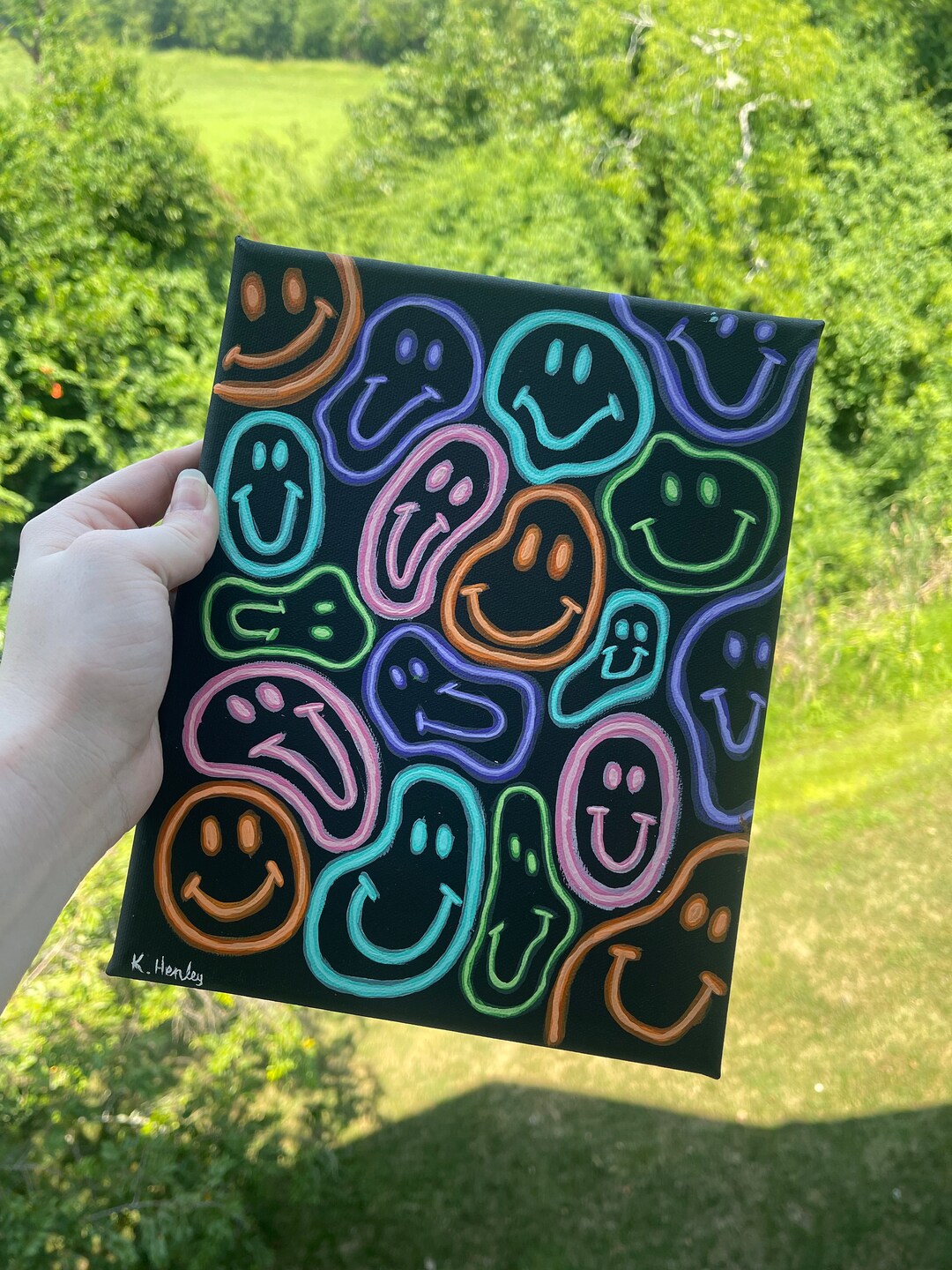 LED Smiley Face Sign Painting - Etsy