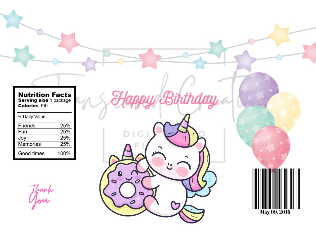 Donut Unicorns Chip Bag and Pringles Wrap Bundle - Etsy