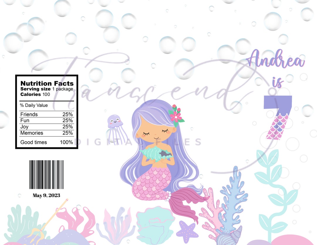 Mermaid Birthday Pringle Wrap and Chip Bag - Etsy