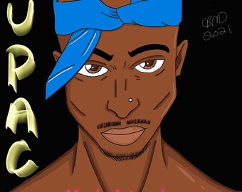 Tupac Cartoon Drawing - Etsy