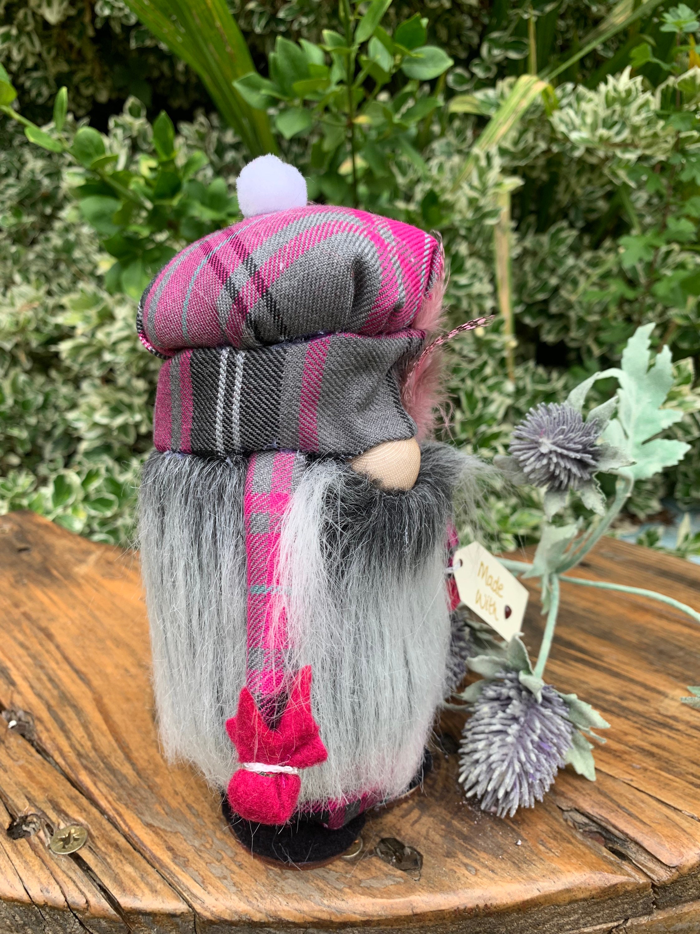 Scottish Gonk Gnome Pink Grey Tartan Scottish Nissi Tomte Etsy