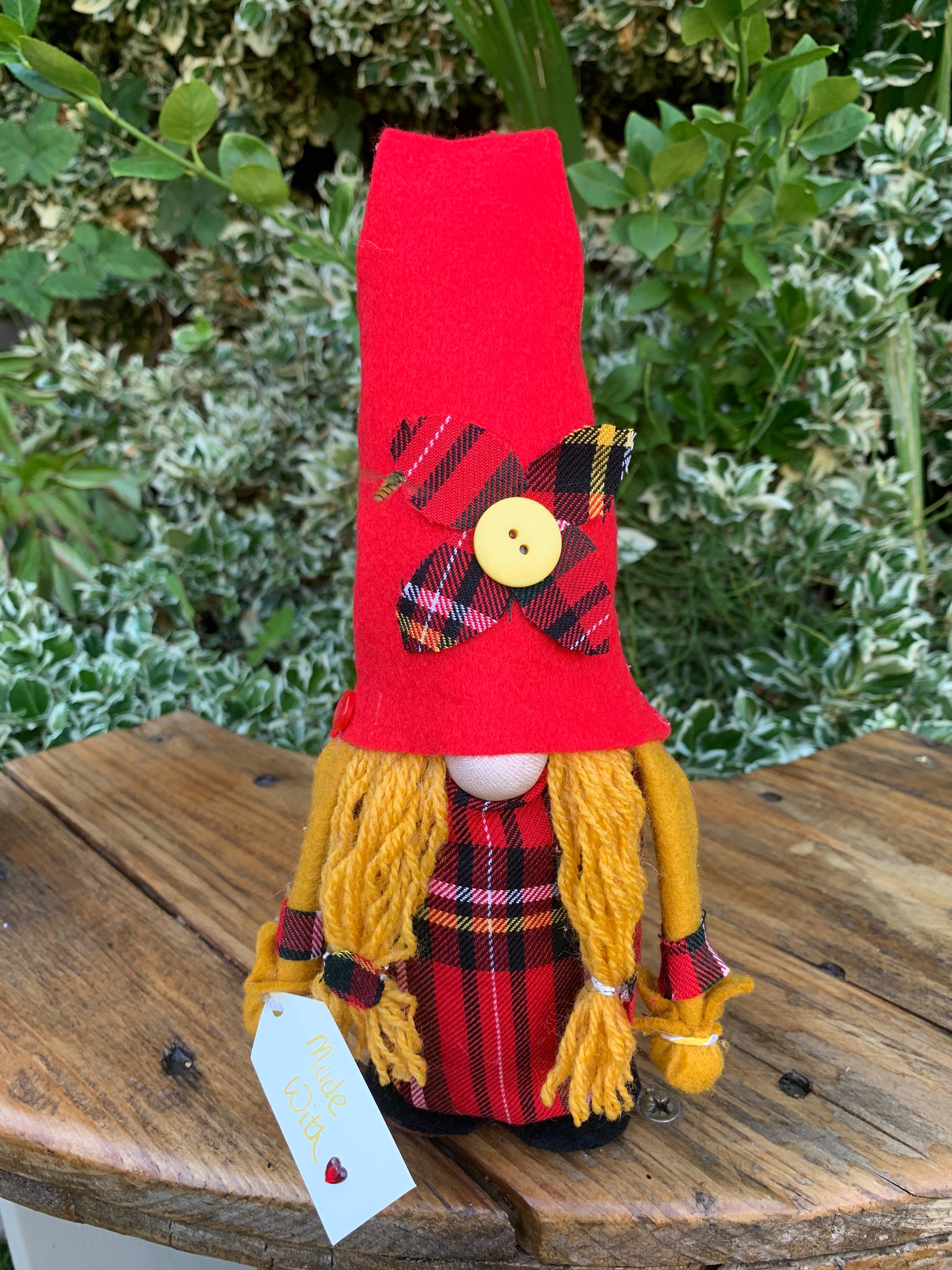 Girl Lady Scottish Gonk Gnome Nissi Tomte Red Tartan Scottish Etsy