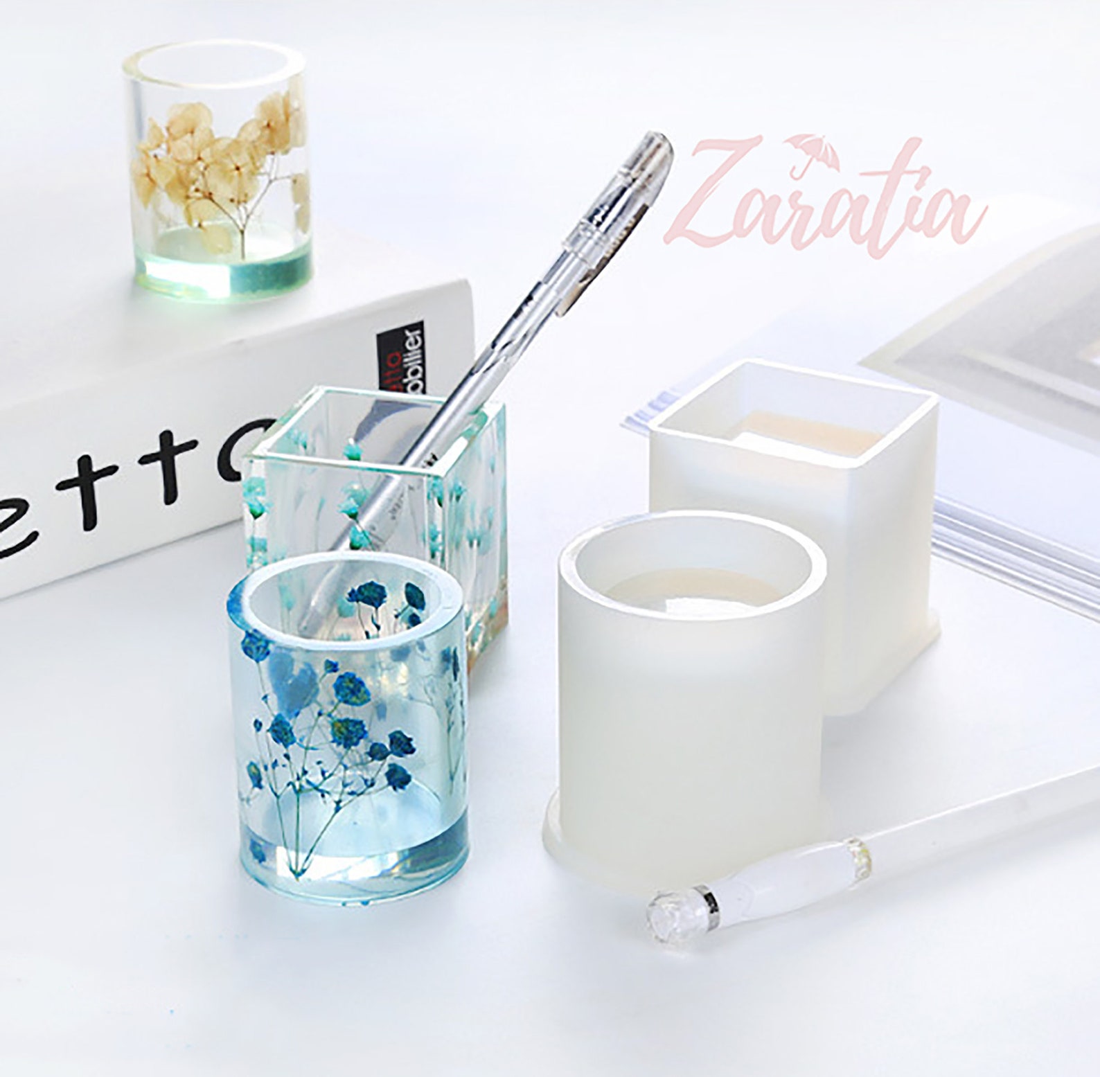 Pen Holder Mold Cylinder Resin Mold Cube Storage Silicone - Etsy