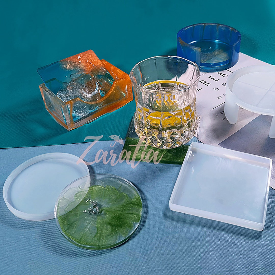 Coaster Set Mold, Round Coaster Resin Mold, Square Coaster Silicone ...