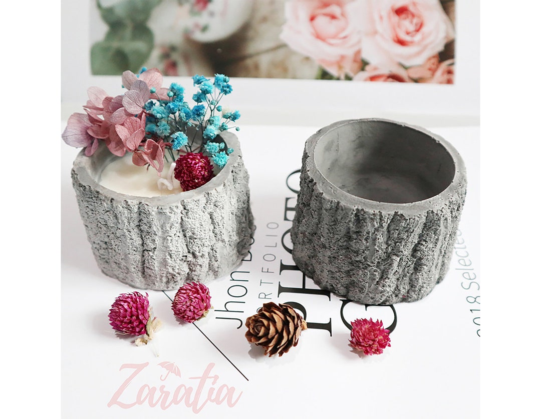 Tree Stump Mold, Flower Pot Silicone Mold, Tree Stump Candlestick Resin ...