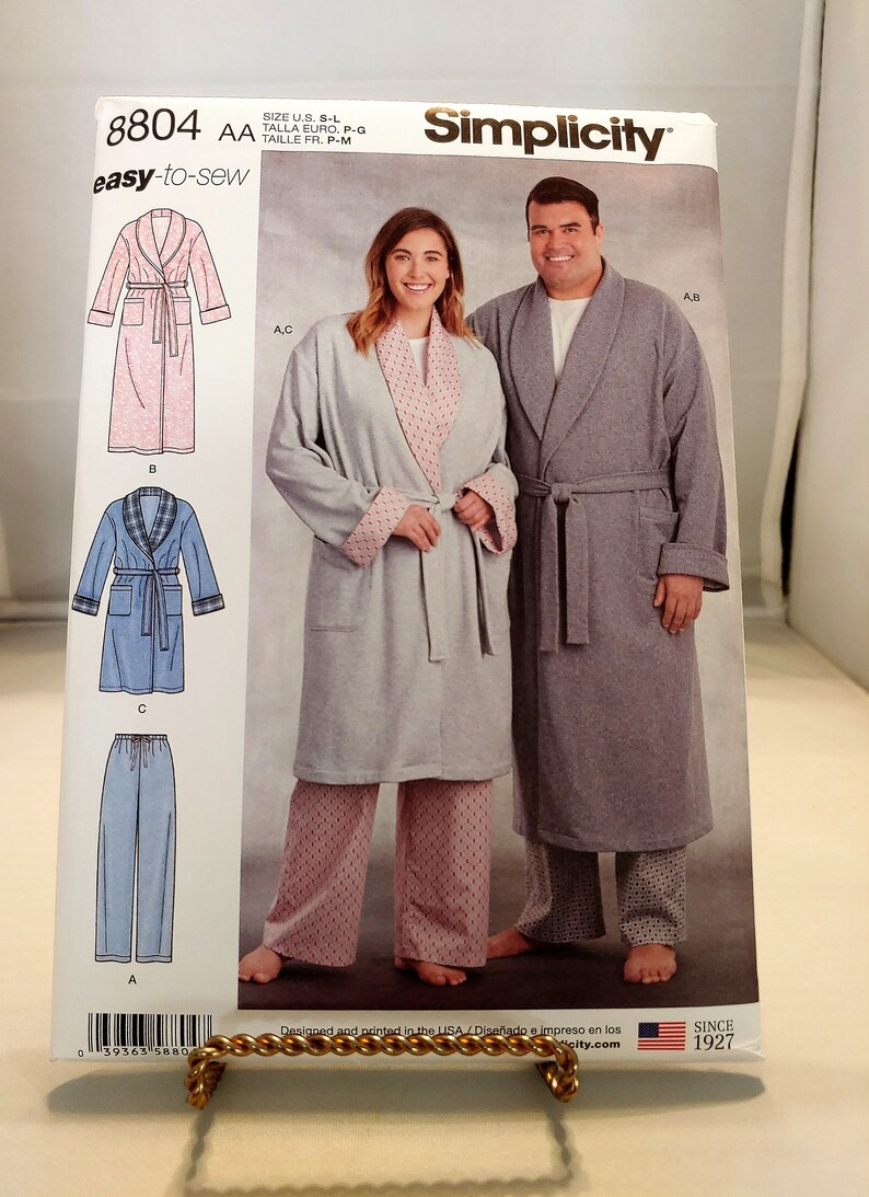 Simplicity Pattern, Womens and Mens Robe, This Robe is in 2 Lengths ...