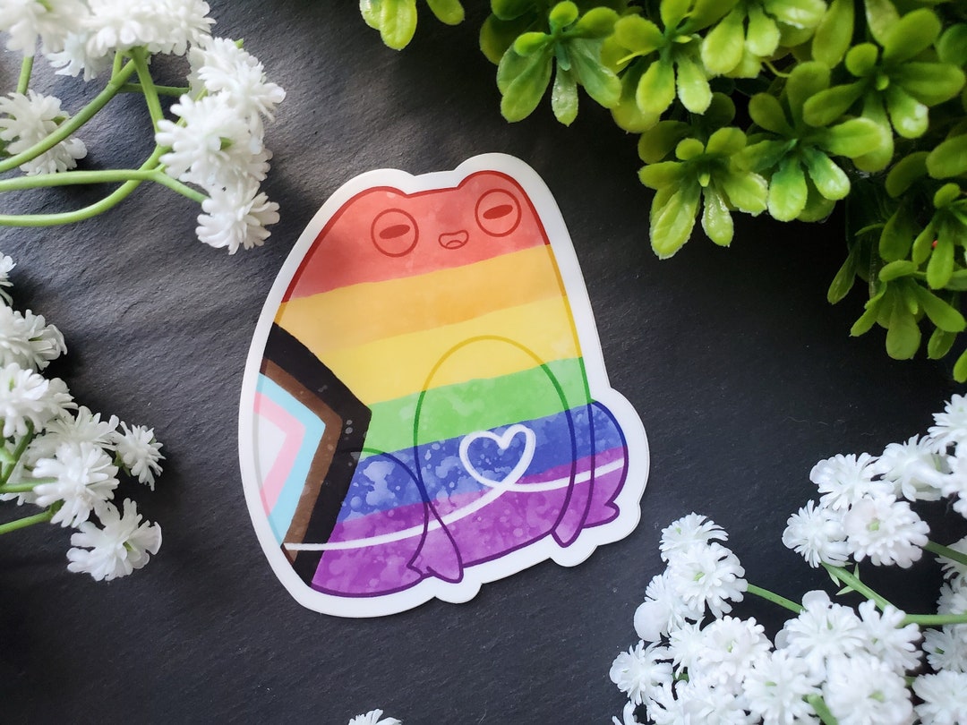 Frog Pride Flag Sticker - Progress Pride - LGBTQ - LGBTQ+ - Matte ...
