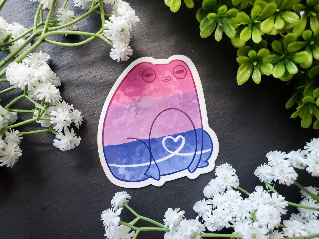 Bi Pride Watercolor Frog Sticker LGBTQ LGBTQ LGBTQIA Matte Vinyl Love ...