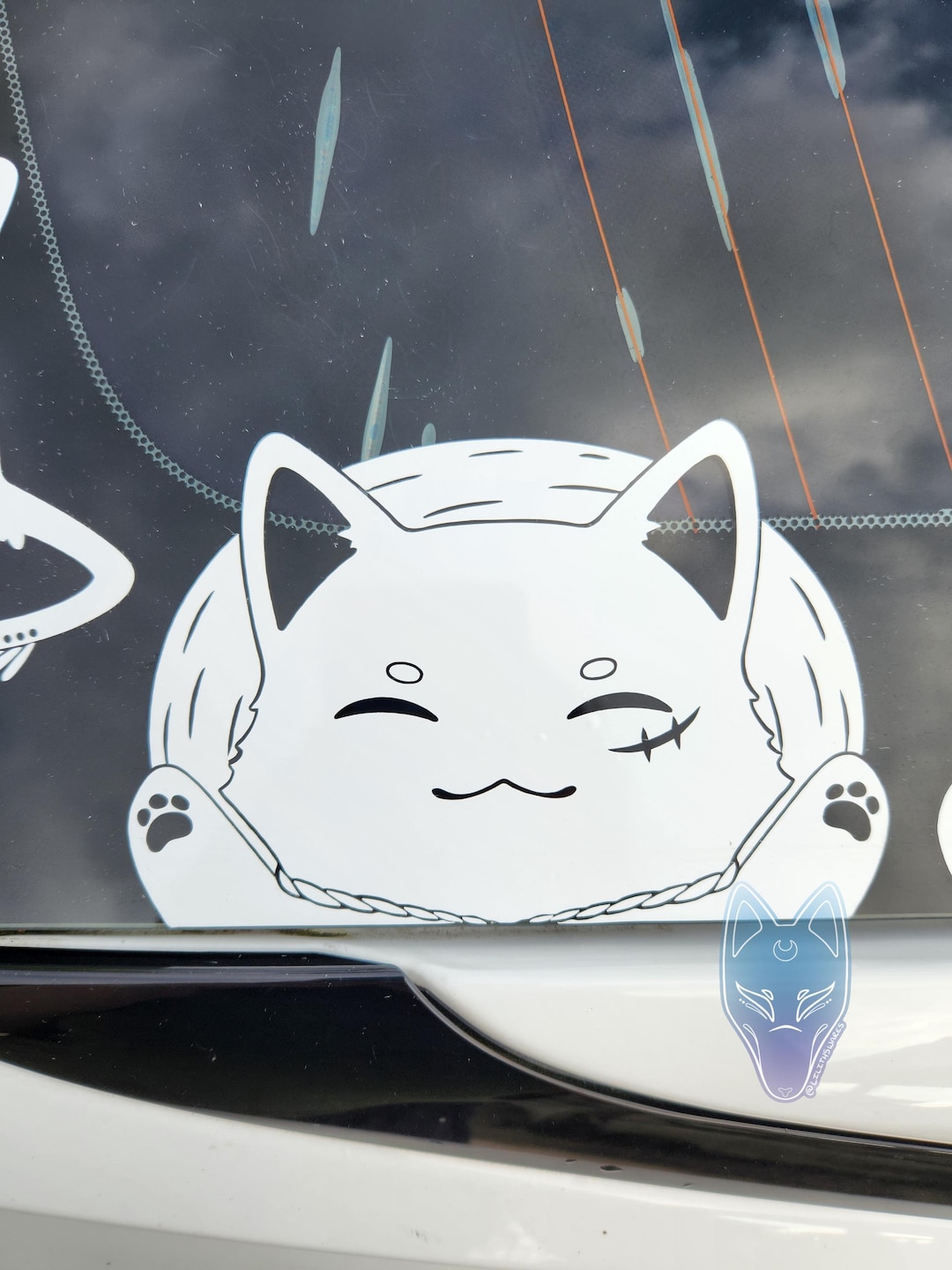 Strawhat Luffy Cat Peeker Vinyl Decal - Strawcat - One Piece - Anime ...