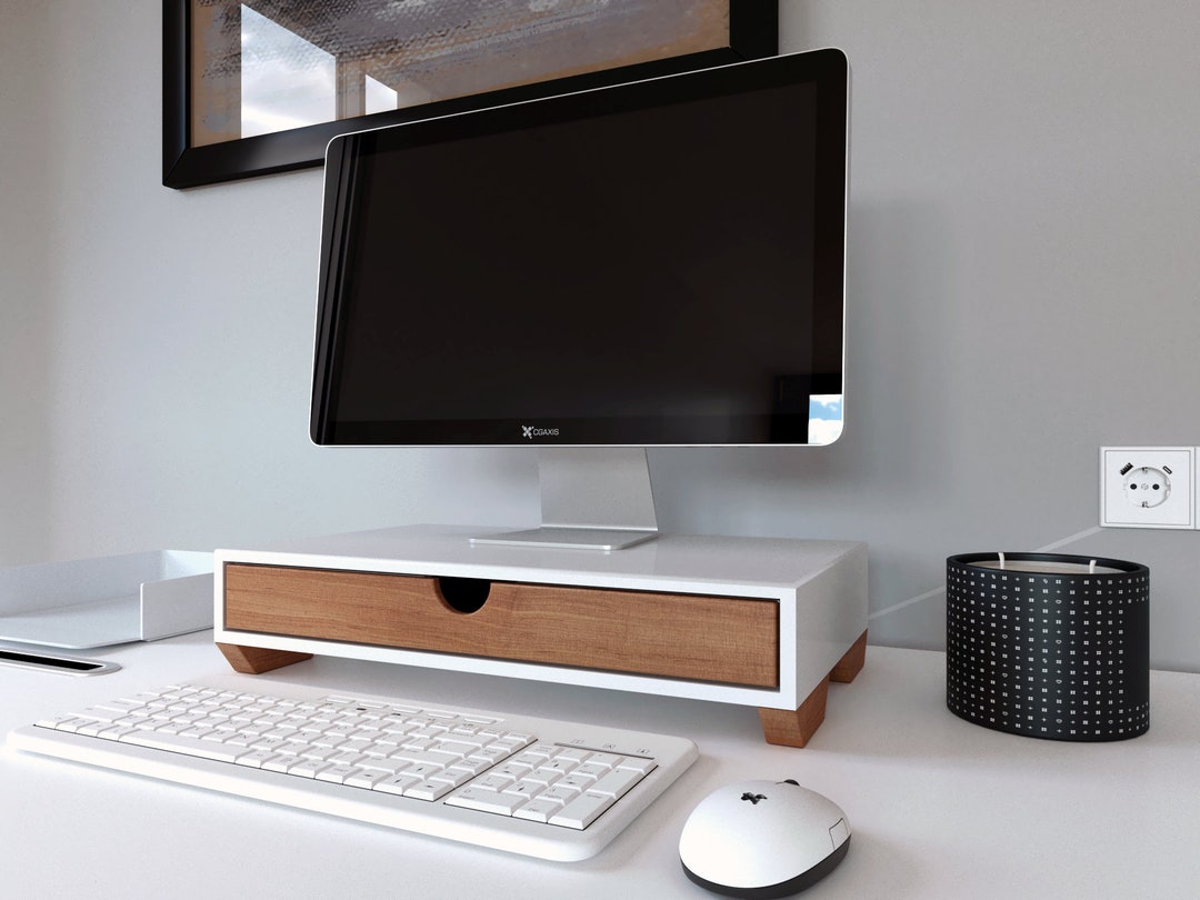 Wooden Drawer Monitor Stand - Etsy