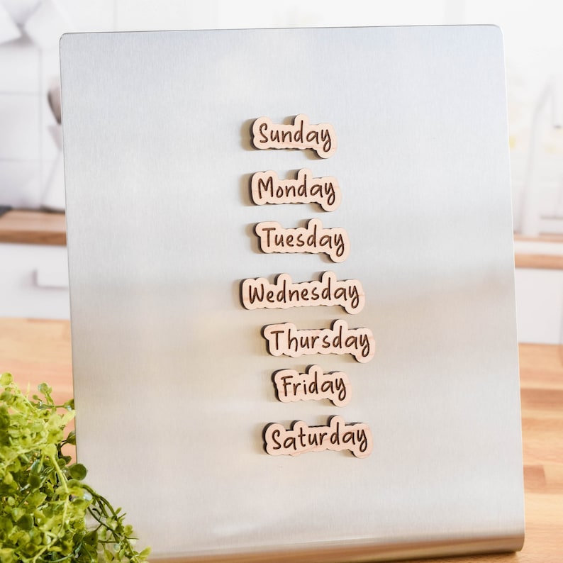 Days of the Week Magnets, Organization Magnets, Wooden Refrigerator ...