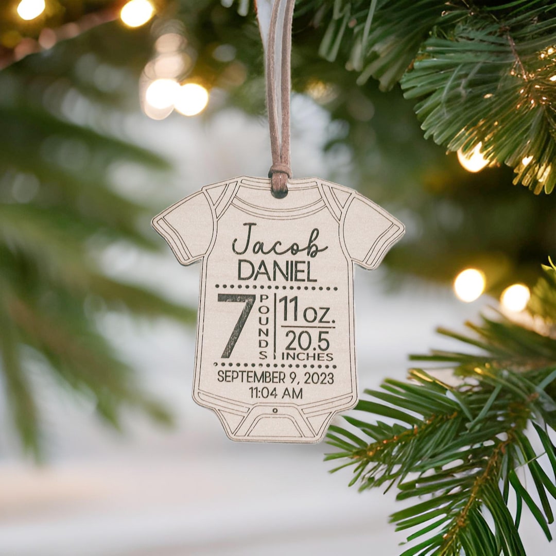 Baby's First Christmas Ornament, Newborn Birth Stats, Personalized Baby ...